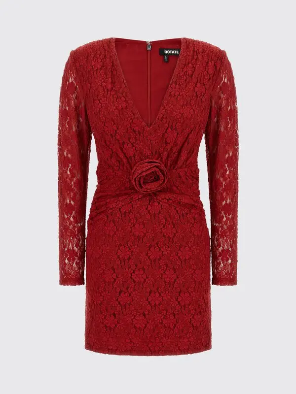 ROTATE BY BIRGER CHRISTENSEN Lace Rose Embellished V-neck Mini Dress
