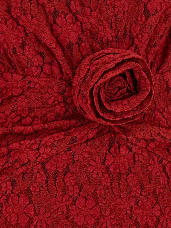 ROTATE BY BIRGER CHRISTENSEN Lace Rose Embellished V-neck Mini Dress