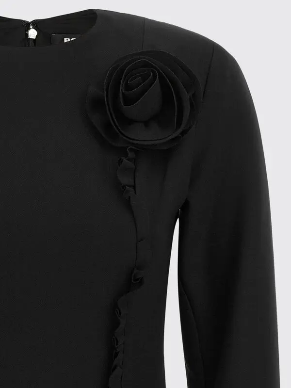 ROTATE BY BIRGER CHRISTENSEN Flower-appliqué Long-sleeved Crêpe Mini Sheath Dress
