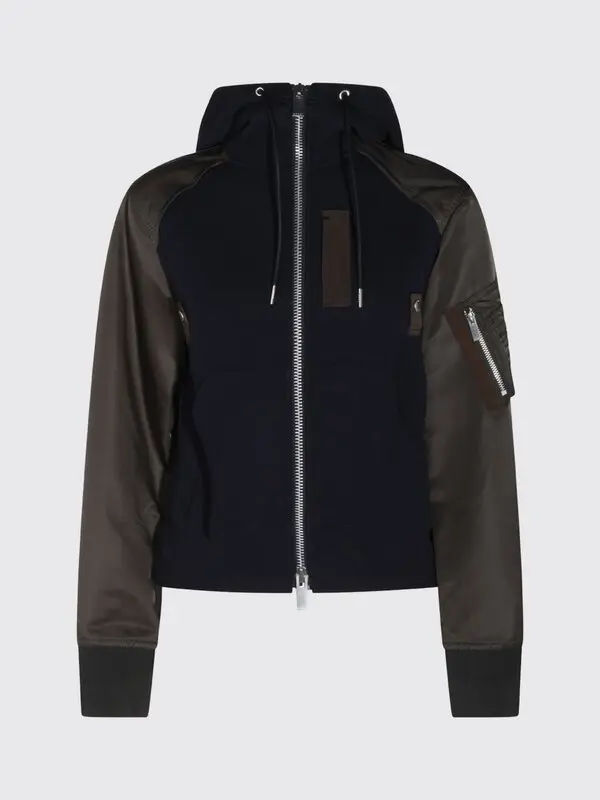 Sacai Zip-up Hooded Bomber Jacket - Navy
