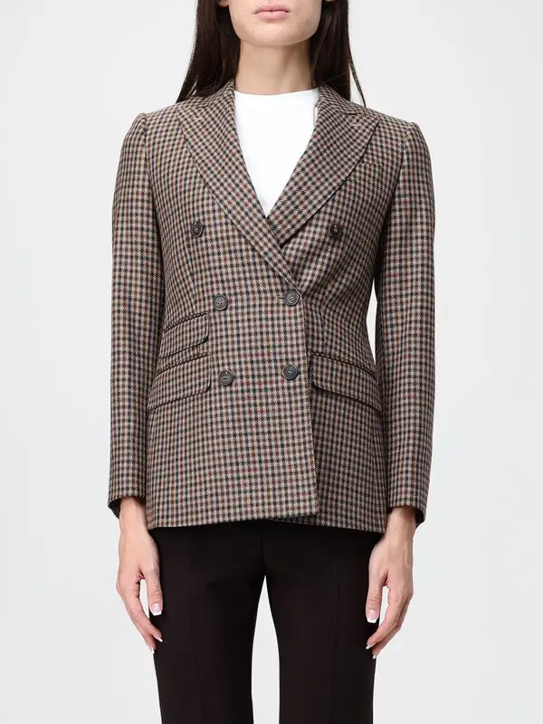 Max Mara Prince Of Wales Pure Wool Double-breasted Blazer - Beige