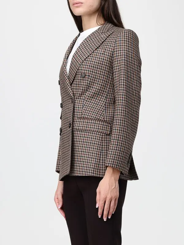 Max Mara Prince Of Wales Pure Wool Double-breasted Blazer - Beige