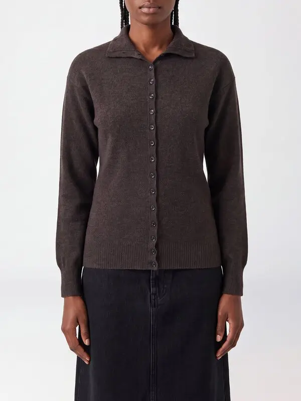 LEMAIRE Wool High-neck Cardigan - Black
