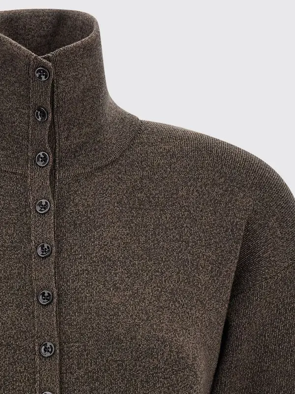 LEMAIRE Wool High-neck Cardigan - Earth