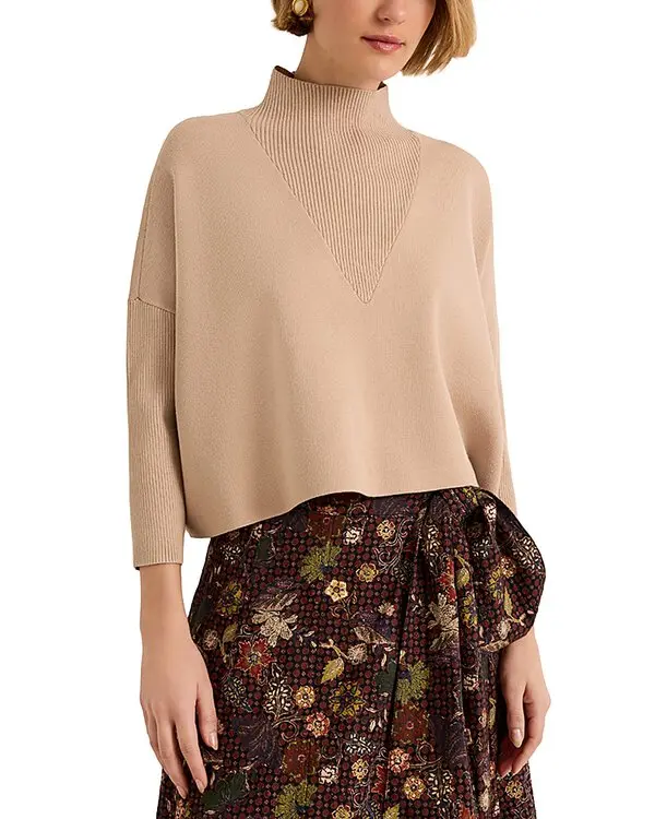 MARIE OLIVER Claudie Mock Neck Crop Top - Camel