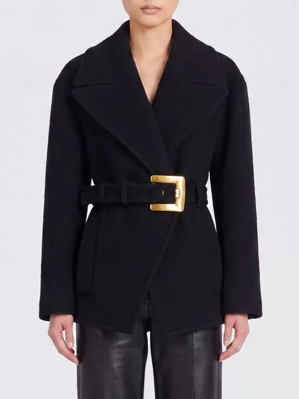 Balmain Belted Coat - Black