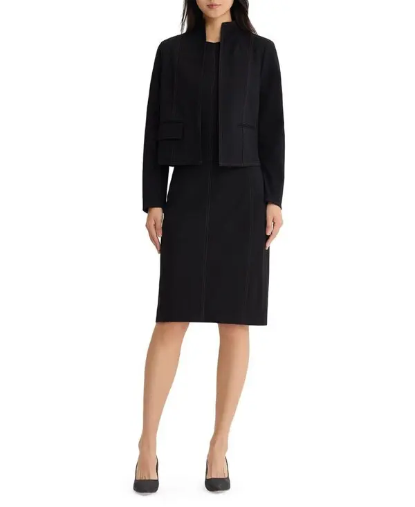 Misook Relaxed Luxestretch Ponte Contrast Stitch Jacket