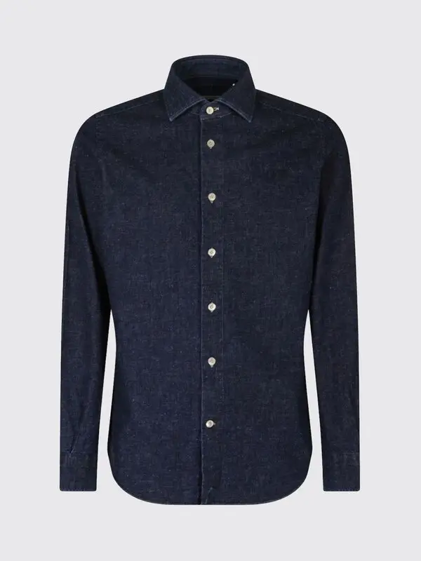 Eleventy Slim Fit Long-sleeved Cotton Shirt With French Collar