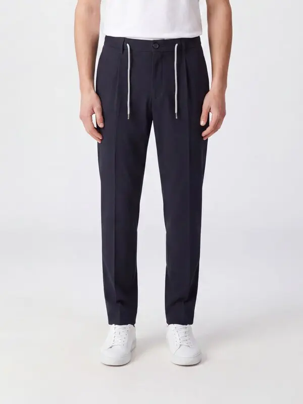 Eleventy Tailored Drawstring Trousers - Blue