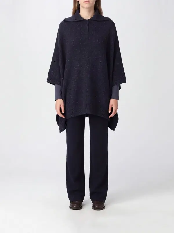 Fabiana Filippi Textured Knit Poncho - Blue