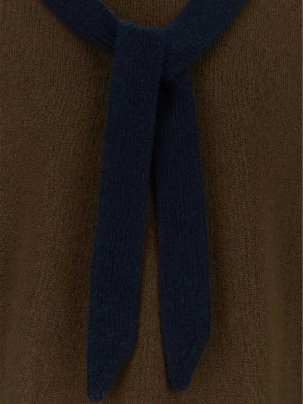 Sacai Ribbed Knit Sweater With Tie Detail