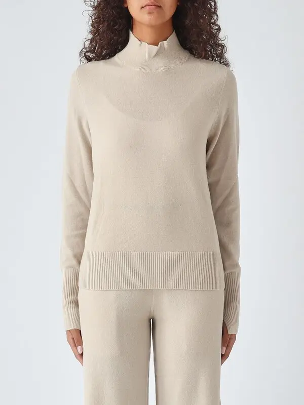 Pinko Slim Fit Wool And Cashmere Turtleneck Sweater - Beige