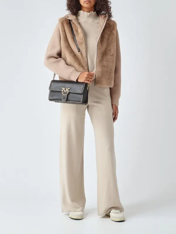 Pinko Slim Fit Wool And Cashmere Turtleneck Sweater - Beige