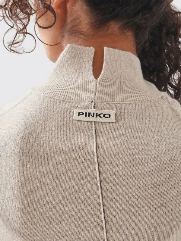 Pinko Slim Fit Wool And Cashmere Turtleneck Sweater - Beige
