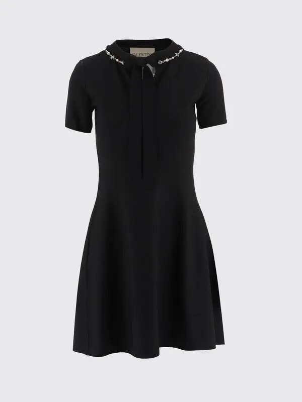 Valentino Garavani Viscose Blend A-line Mini Dress With Jeweled Scarf Neck