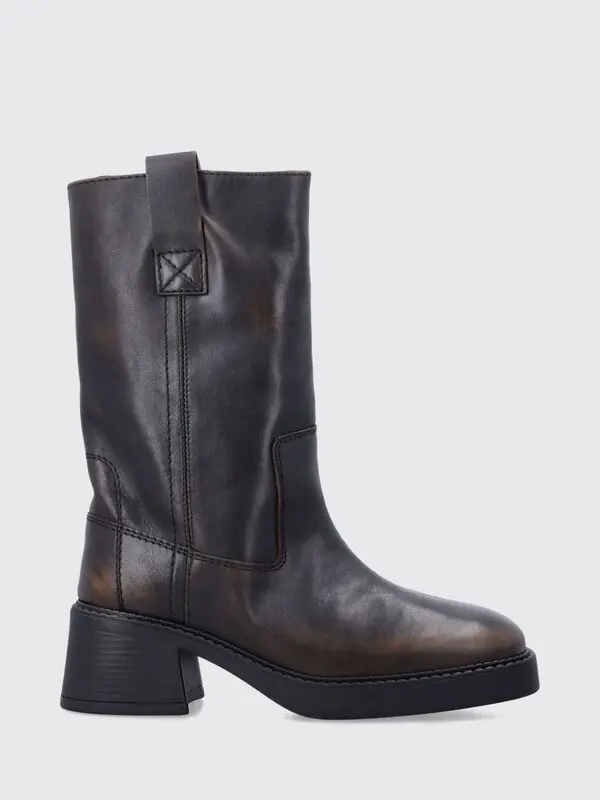 MIISTA Bi-aged Leather Mid-calf Biker Boots