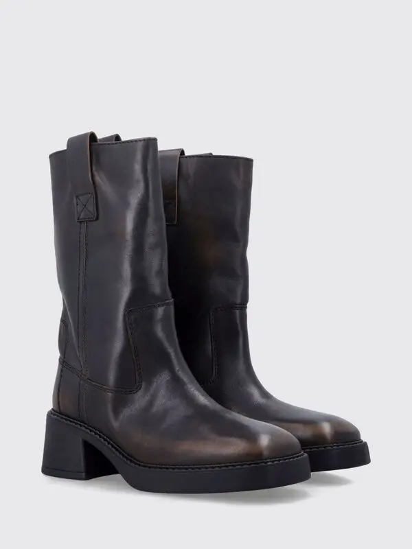 MIISTA Bi-aged Leather Mid-calf Biker Boots