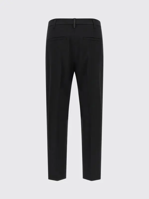 Brunello Cucinelli Slim Fit Stretch-virgin Wool Trousers With Monili Embroidery - Black