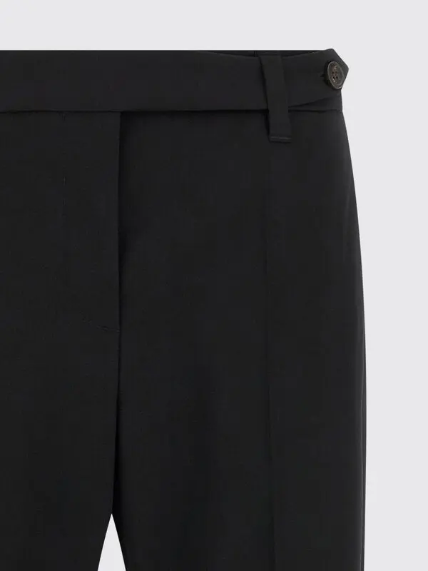 Brunello Cucinelli Slim Fit Stretch-virgin Wool Trousers With Monili Embroidery - Black