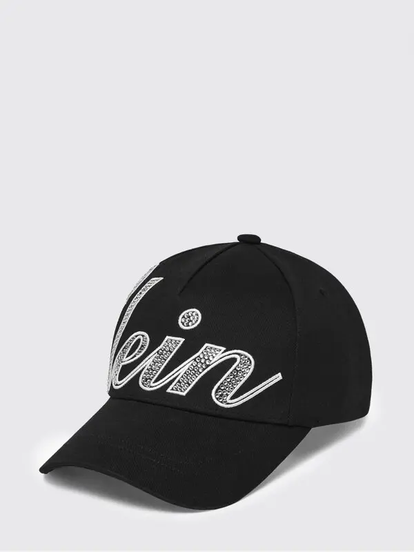 Philipp Plein Cotton Baseball Cap With Rhinestone Logo - Black