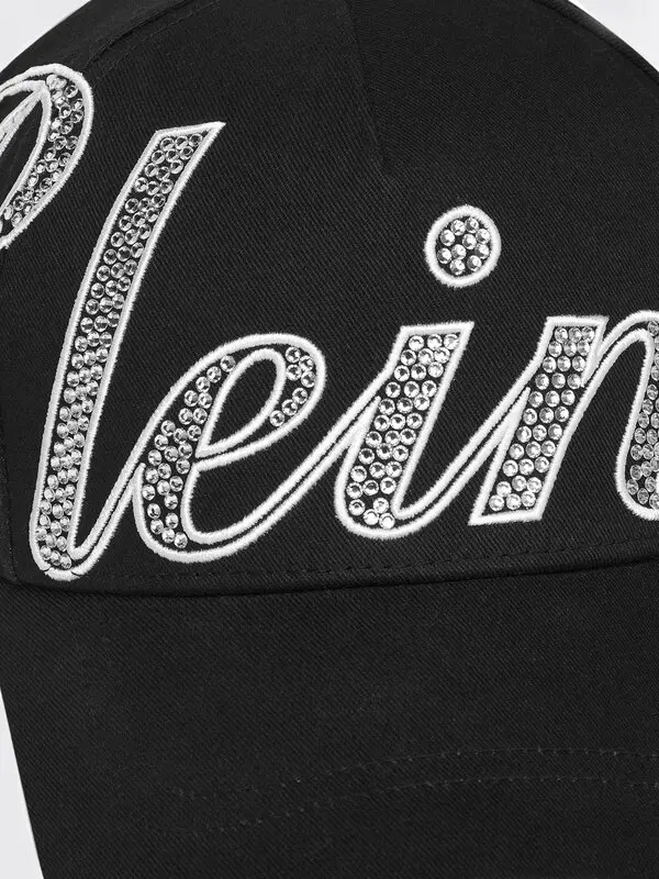 Philipp Plein Cotton Baseball Cap With Rhinestone Logo