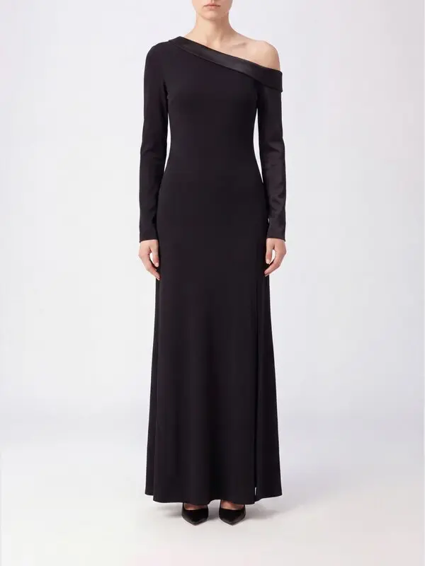 Alberta Ferretti One-shoulder Midi Dress With Slit - Black