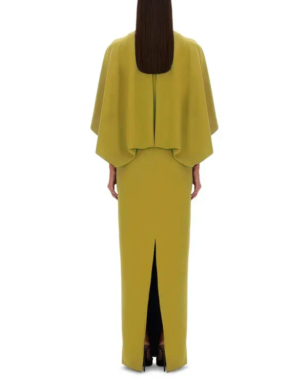 Rachel Gilbert Amara Long Sleeve Cape Gown