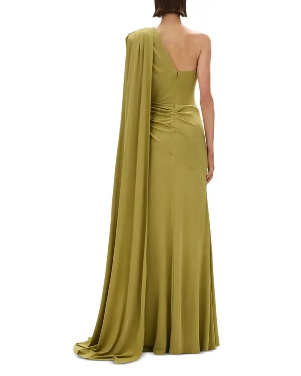 Rachel Gilbert Asymmetric Cape Sleeve Gown