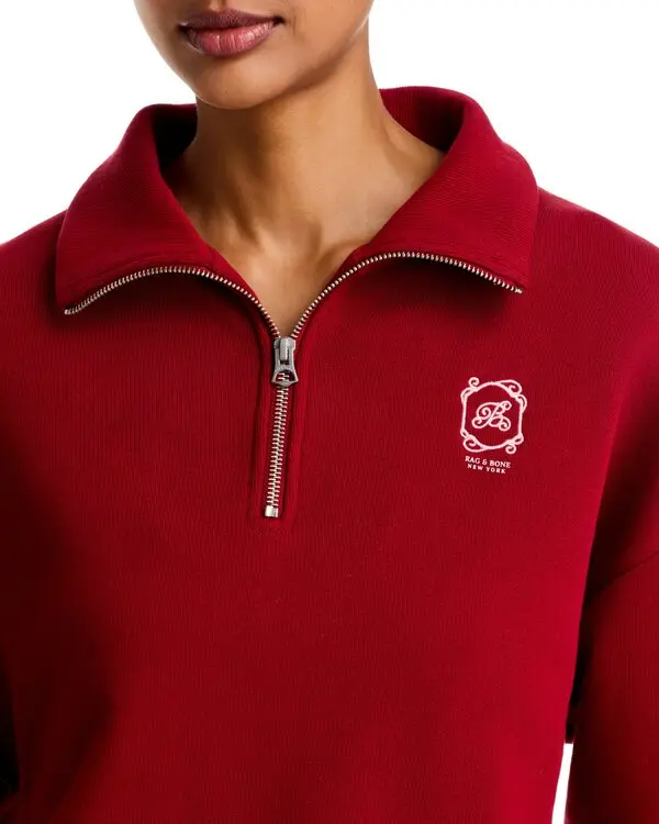 Rag & Bone Rb X Bloom Vintage Terry Half Zip Sweatshirt - Bordeaux