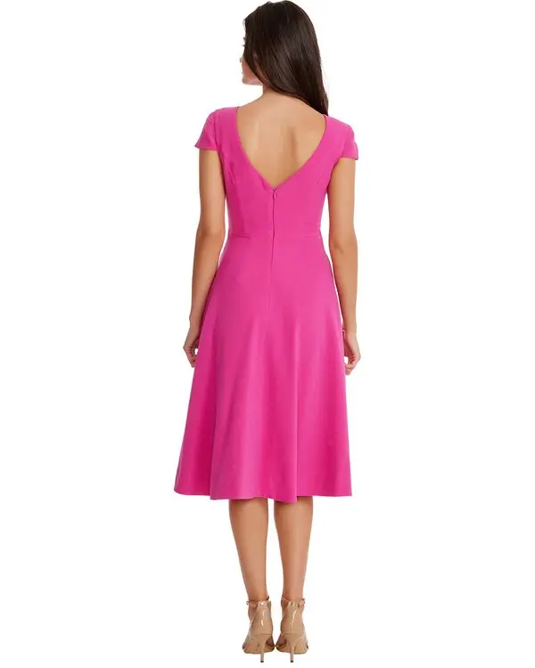 Dress The Population Livia Cap Sleeve Midi Dress - Bright Fuchsia