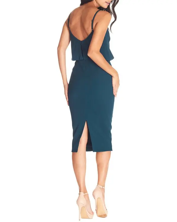 Dress The Population Alondra Sweetheart Neck Blouson Midi Dress - Pine