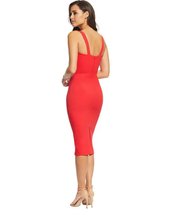 Dress The Population Nicole Sweetheart Neck Midi Dress - Rouge
