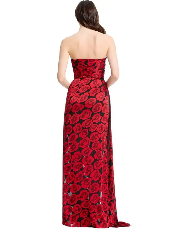 Dress The Population Lulu Strapless Rose Print Gown