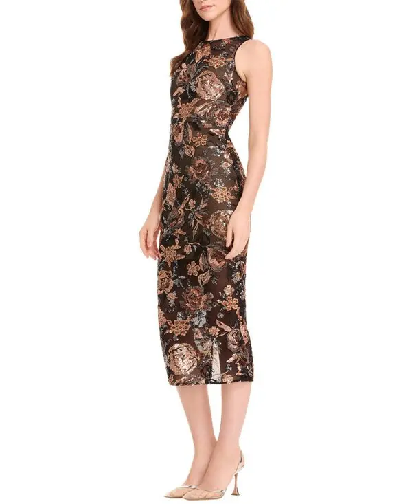 Dress The Population Helena Floral Sequin Midi Dress