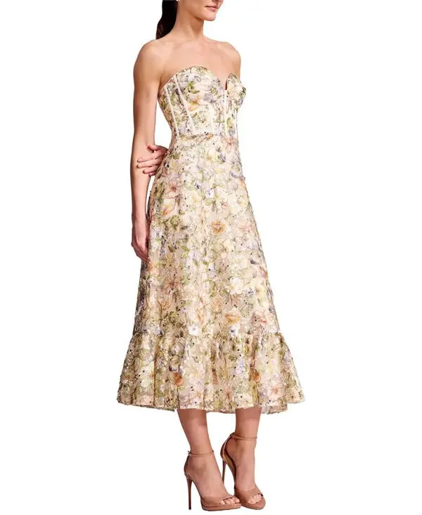 Dress The Population Carina Embroidered Dress - Ivory Multi
