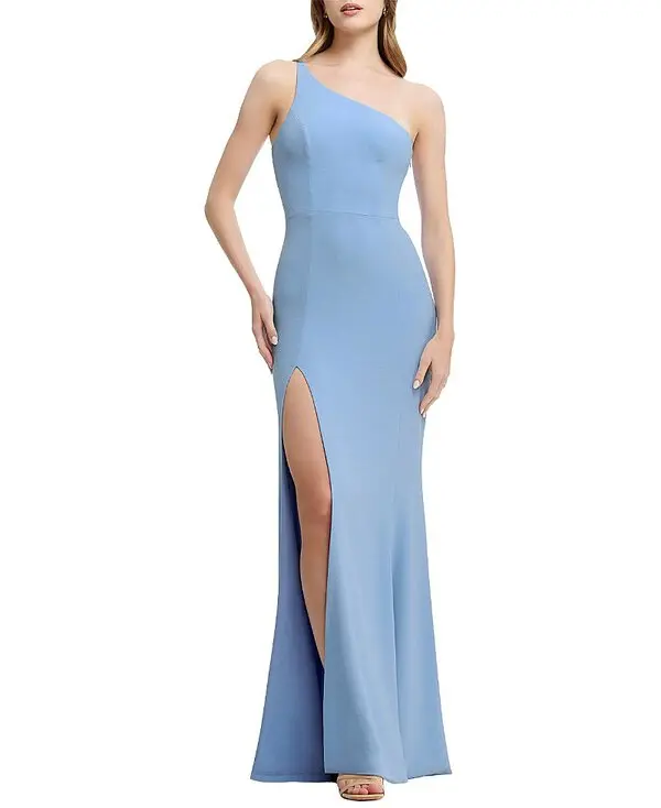 Dress The Population Amy One Shoulder High Slit Gown - Sky