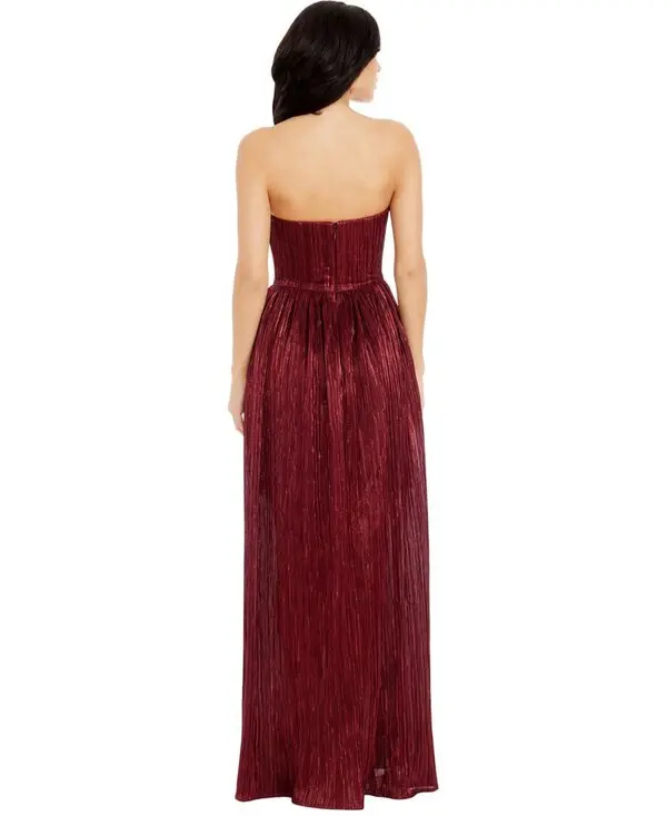 Dress The Population Audrina Plisse Maxi Gown - Port