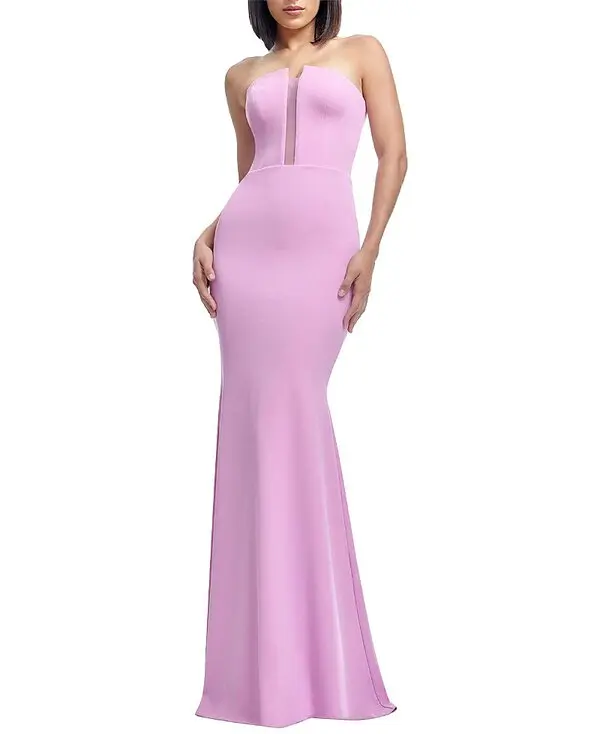 Dress The Population Izzy Strapless Plunge Panel Mermaid Gown - Lavender