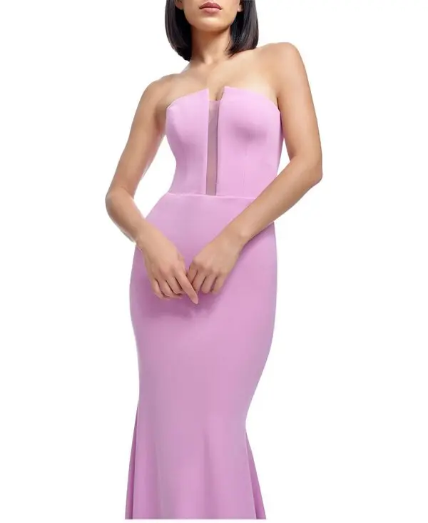 Dress The Population Izzy Strapless Plunge Panel Mermaid Gown - Lavender