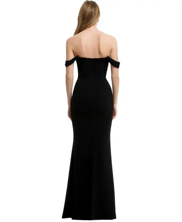 Dress The Population Melania Off-the-shoulder Draped Bustier Gown - Black