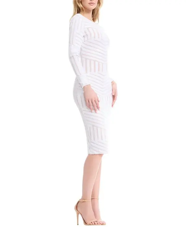 Dress The Population Emery Long Sleeve Chevron Sequin Midi Dress