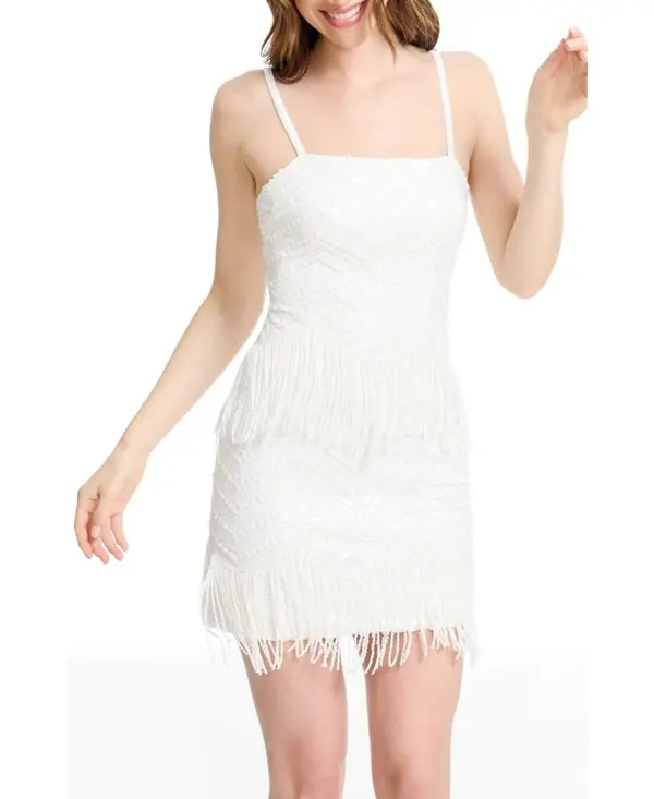 Dress The Population Sequin Fringe Mini Dress