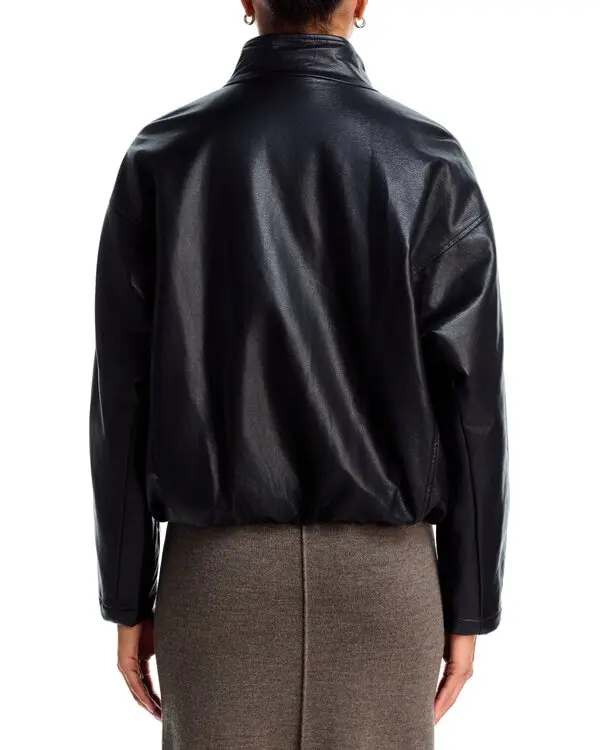 Aqua Faux Leather Bomber Jacket Exclusive