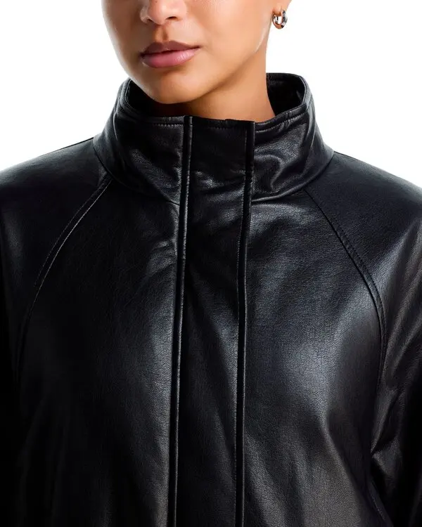 Aqua Faux Leather Bomber Jacket Exclusive