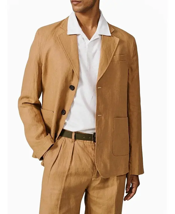 Aubin Belvedere Relaxed Linen Blazer - Mustard