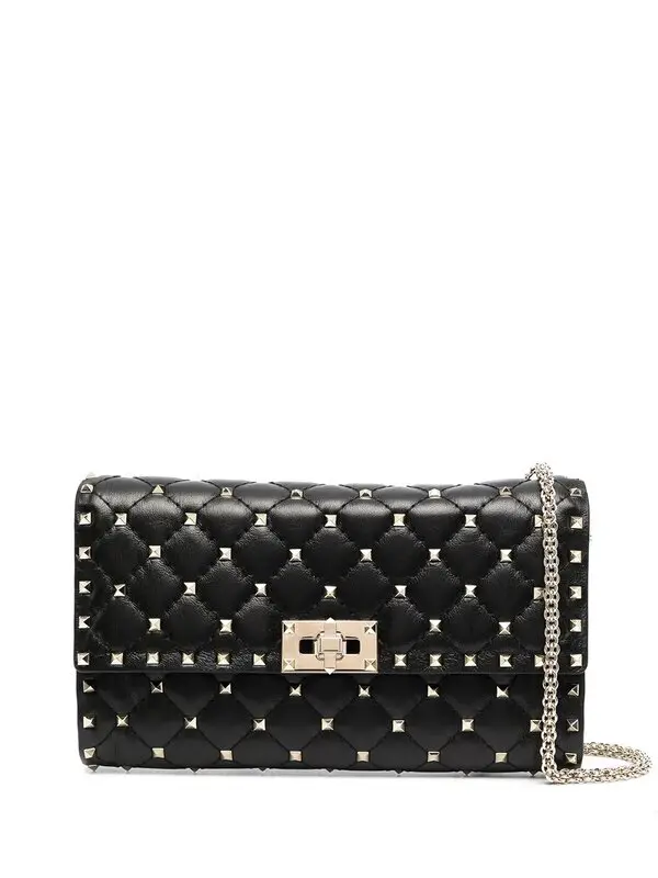 Valentino Garavani Quilted Nappa Flap Shoulder Bag With Diamond Stitching And Platinum-tone Hardware - Nero