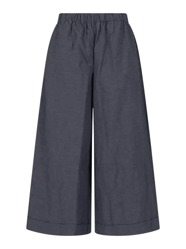 DANIELA GREGIS Wide-leg Cotton Trousers - Grey