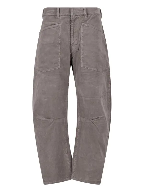NILI LOTAN Wide-leg Corduroy Cargo Trousers - Grey