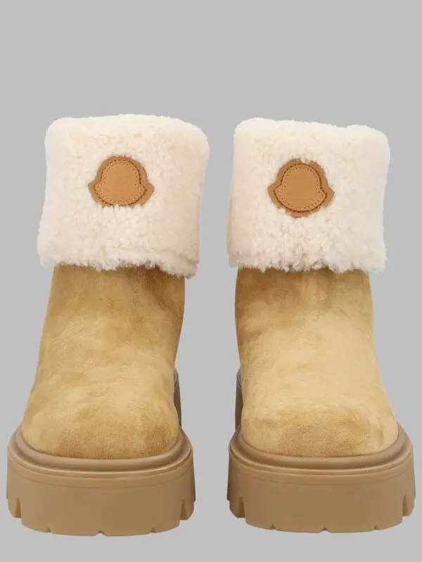 Moncler 100% Real Leather Boots - Beige