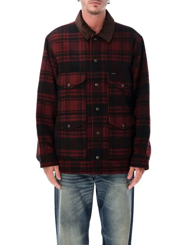 Filson Plaid Wool Overshirt Jacket With Corduroy Collar